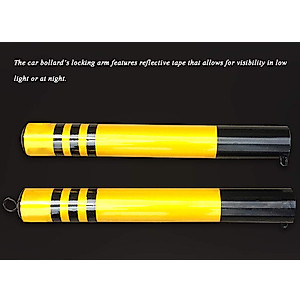 Parking Bollards with Lock, Parking Barrier Space Saver, Metal Sign Posts Steel Safety Bollard Traffic Pole(Size:500x76mm) (750x76mm)