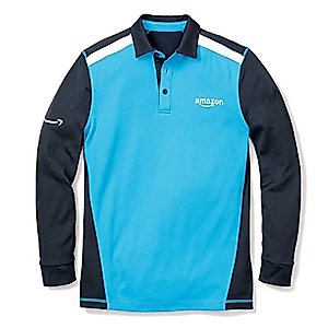 LULY YANG Poly DSP Men's Active Polo - Long Sleeve, L Blue