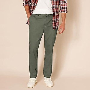 Amazon Essentials Men's Slim-Fit Wrinkle-Resistant Flat-Front Chino Pant, Dark Olive, 33W x 32L