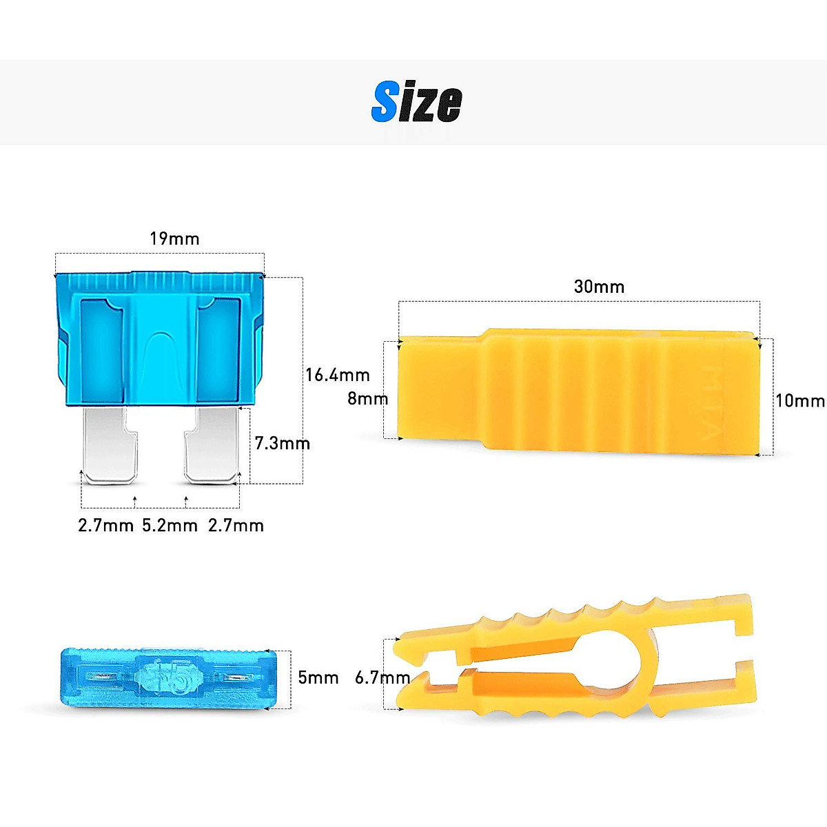 Nilight - 50029R 120 Pcs Standard Blade Fuse 5A/7.5A/10A/15A/20A/25A/30A AMP Assorted Set with 10 Pack 14AWG ATC/ATO Inline Fuse Holder, 2 Years Warranty, 1 Count (Pack of 10)