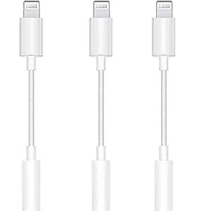 Apple MFi Certified 3 Pack Lightning to 3.5 mm Headphone Jack Adapter iPhone 3.5mm Jack Aux Dongle Cable Earphones Headphones Converter Compatible with iPhone 12 12 Pro11 XR XS X 8 7 iPad iPod