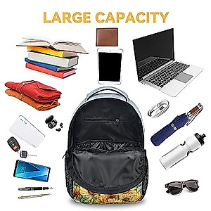 PAKKITOP Personalized Highland Cow Backpack for Teen Girls Women, 16" Casual Backpack for School, Custom Sunflower Print Large Capacity Lightweight Bookbag for Students