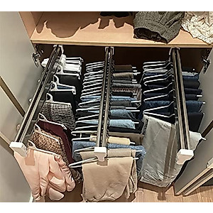 Telescopic Clothes Hanger With Guide Rail 30-80 Cm, Steel Wardrobe Rod For Trousers Clothes Storage, Space-saving Adjustable Clothes Hanger Rod For Wardrobe, Load Capacity 25 Kg (Size : 450mm/17.7inc