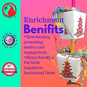 Bonka Bird Toys 3874 Duo Take Out Small Medium Bird Toy Oyster Pail Treat Box Foraging Paper Chew Shred Cockatiel Parakeet Conures and Other Similar Birds