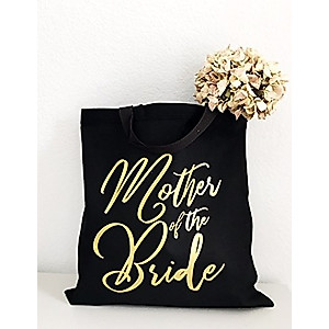 Mother of the Bride gift Tote bag by Graceful Greeting Co Heavy Black Canvas keepsake