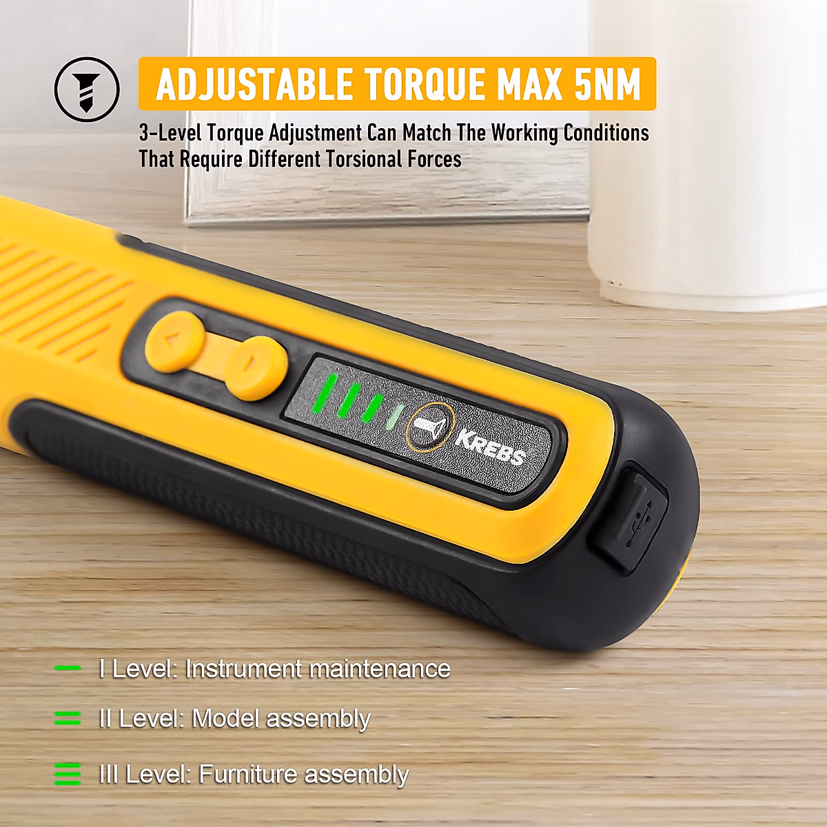 KREBS 4V Electric Screwdriver, Cordless Screwdriver Kit, 5Nm with 25 pieces Electric Screwdriver Bits Kit, 1500mAh, LED Flashlights, Bit Holders and Storage box, Power Screwdriver