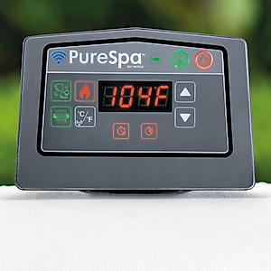 Intex 28441EP PureSpa Plus Greywood 85" x 28" Inflatable Hot Tub Bubble Jet Spa with Battery Powered Multi-Colored LED Light for Spas and Hot Tubs