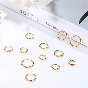 FASACCO 20G Flat Back Cartilage Earrings Hoop Stud Helix Earrings 14K Gold Plated Mini Small Hoop Earrings Flatback Stud Earrings