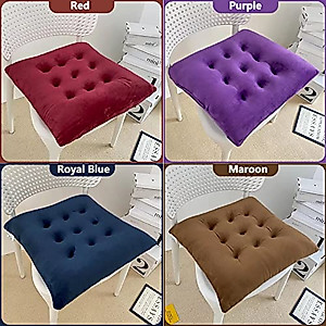 Kitchen Chair Cushions Set of 4 with Ties, Dining Chair Cushions Non Slip, Chair Pads for Dining Chairs Memory Foam, Double-Sides Chair Cushion for Dining Chairs Indoor Outdoor Yellow