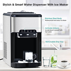 3 in 1 Water Dispenser with Ice Maker Countertop Portable Water Cooler