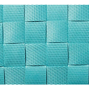 EVIDECO 8400147 Checkered Woven Strap Storage Baskets Totes Set of 3 Turquoise Blue, 7.8 L x 5.3 W x 4.2 H