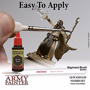 The Army Painter 11 Nontoxic Miniature Paint Washes in Dropper Bottles - Rich Pigment Fluid Acrylic Paint Washes Miniature Painting Kit, Liquid Acrylic Paint Set - Warpaint Quickshade Wash Set