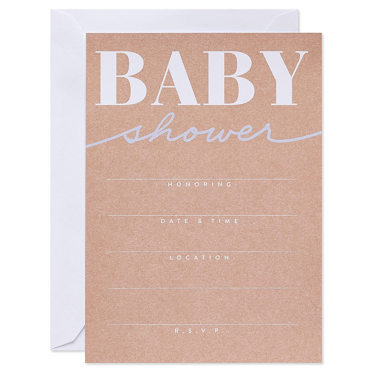 American Greetings Baby Shower Invitations with Envelopes, Kraft Style (25-Count)