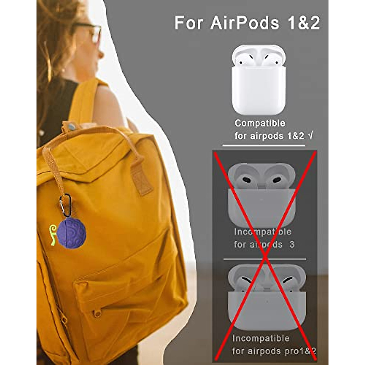 [2Pack] Fruit Cover for AirPods Case Cute,3D Cartoon Silicone Protective Accessories Set Kit for Devil Fruit AirPo 1st /2nd Generation Case for Boy Girl(Purple&Red Yellow Devil Fruit)