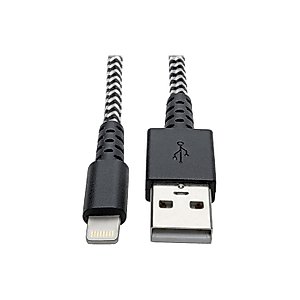 Tripp Lite Heavy Duty USB to Lightning Charging & Data Cable, Heavy Duty with Braided Jacket, MFi Certified for Apple iPhone, iPad & iPod - 3 Feet / 1 Meter, 2-Year Warranty (M100-003-HD)