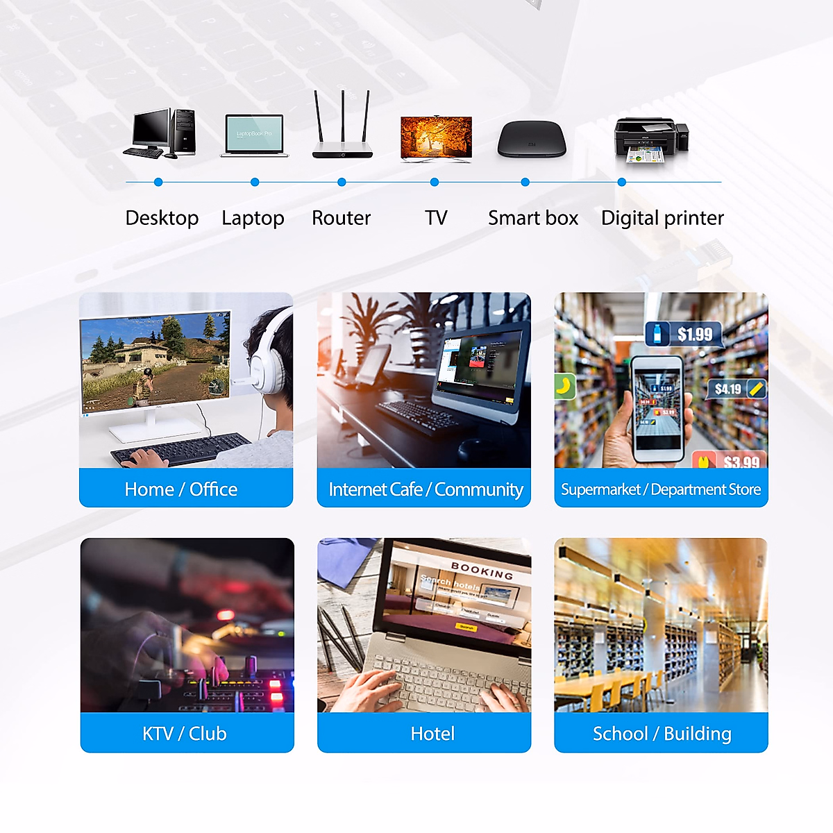 VENTION Cat 6 Ethernet Extension Cable, 6.6ft/2m Cat6 RJ45 Extender Male to Female Network Cable Shielded Computer LAN Connector SSTP Patch Cable