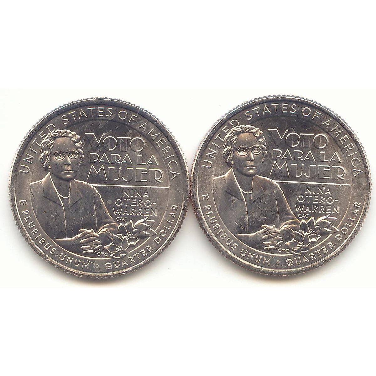 2022 P,D American Women, Washington Nina Otero-Warren 2 Coin Set, P and D Quarter Uncirculated