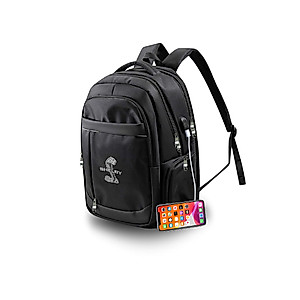 Shelby Vault Black Backpack | 1680D Polyester with Leatherette Trim and an Embroidered Shelby Logo | USB Port | TSA/Checkpoint Friendly Padded Sleeve that fits up to a 17" Laptop and a Tablet