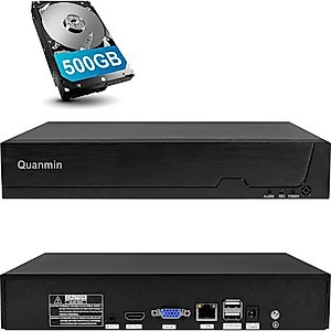 Quanmin 8CH 5MP NVR with 500GB HDD Network Video Recorder 25ft Night Vision,Supports 8CH 5MP/4MP/3MP/1080P/720P IP Camera,H.265+,HDMI,VGA Output,P2P,APP Remote Access for Security CCTV Camera Systems