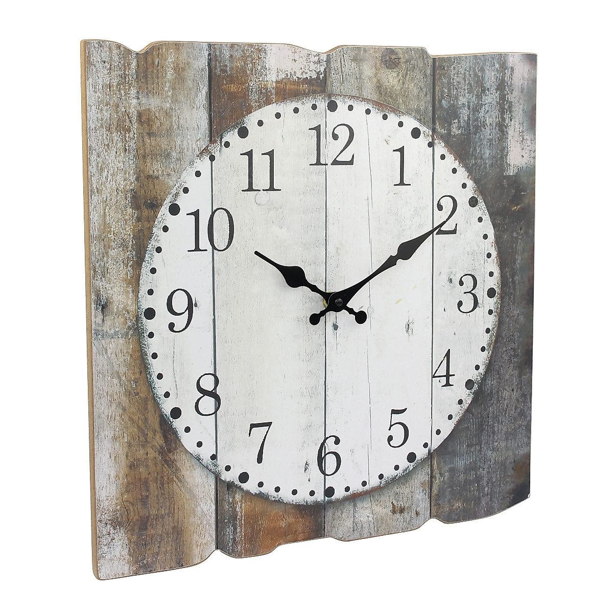 Stonebriar Square 15" Rustic Farmhouse Worn Wood Arabic Number Battery Operated Wall Clock