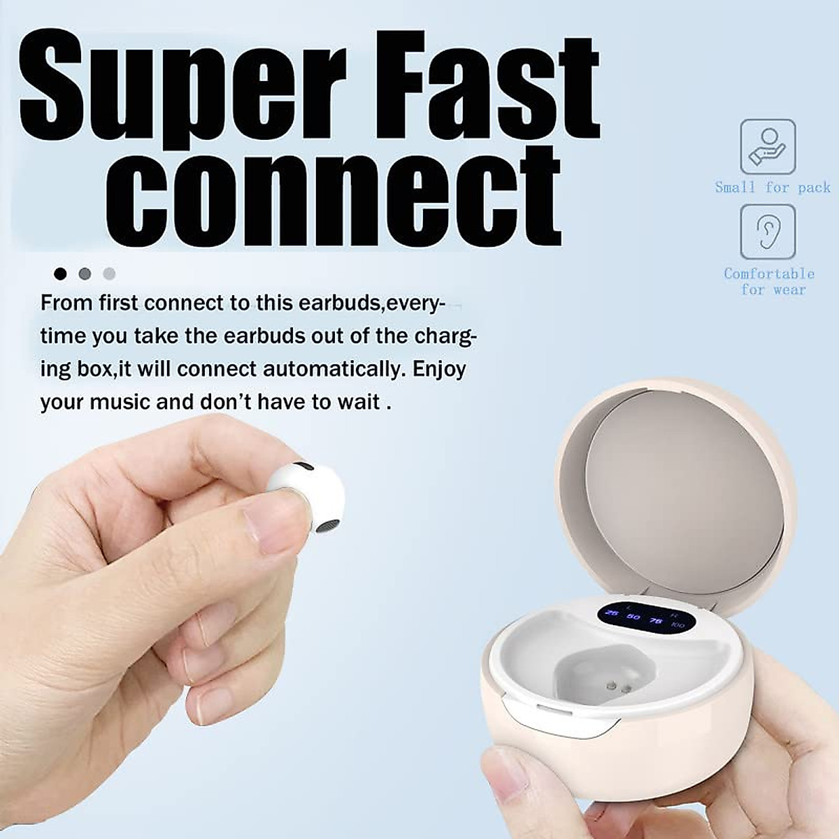 Loluka Invisible Earbuds Single Ear Mini Hidden Wireless Tiny Earbud for Small Ears Bluetooth 5.0 Smallest for Music