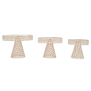 Crystal Cake Stand, Iron Cake Holder with Mirror Dessert Display Plate Serving Tray Cheese Pastry Candy Fruite Display Plate Tray Serving Platter for Birthday Wedding Party Decoration