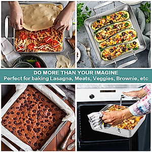 9-inch Beer Can Roasting Chicken Holder (2 Pans + 2 Racks), P&P CHEF Stainless Steel Chicken Roaster Pan with Vertical Rack For Baking Grilling, Heavy Duty & Dishwasher Safe