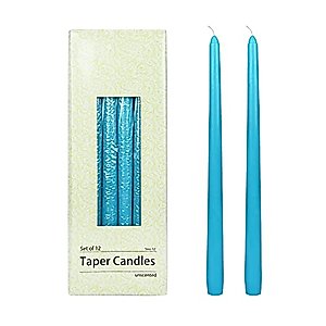 Zest Candle 12-Piece Taper Candles, 12-Inch, Turquoise