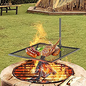 VEVOR Swivel Grill, Heavy Duty Steel Campfire Grill,Single Layer Open Fire Grill, 24" x 24" Campfire Swivel Grill with Heat Dissipation Handle, Campfire Grill Stake for Outdoor Open Flame Cooking