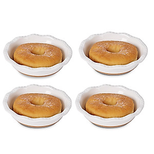 GDCZ Ceramic Mini Pie Pan Set of 4, Pie Dish Pie Plate for Baking, Individual Stackable Pie Tins, Multifunctional Pot Pie Pans for Quiches, Tarts, Pot Pies,Sauces and More,5.5 Inch 8OZ