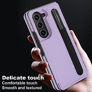 lefeda Wallet Case for Samsung Galaxy Z Fold 5, Flip PU Leather Phone Cover with S Pen Holder 2 Card Slot and Magnetic Closure Stand Function Slim Case,Purple