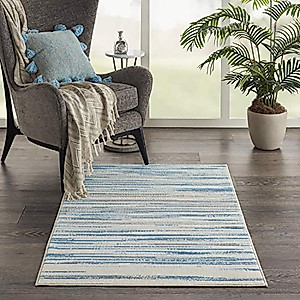 Nourison Jubilant Abstract Blue 3' x 5' Area Rug, Easy -Cleaning, Non Shedding, Bed Room, Living Room, Dining Room, Kitchen (3x5)