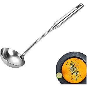 TBWHL Metal Soup Ladle 304 Stainless Steel Gravy Sauce Ladle with Long Handle for Kitchen 13.4"