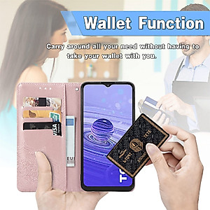 Ranyi for Jitterbug Smart4 Case, Jitterbug Smart 4 Phone Case, Mandala Flower Leather Wallet Case with Credit Card Holder Kickstand Flip Folio Magnetic Wallet Case for Jitterbug Smart4 -rose gold