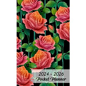 2024-2026 Pocket Planner: 3 Year Monthly Planning and Organization from January to December 36 Months Small Size for Purse Includes Federal Holidays | Red Roses Cover