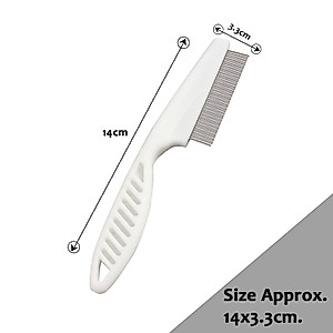 1 Piece Metal Hair Nit Comb With Long Handle Remove Head Nits Fine Metal Tooth Nit Comb For Adults Kids And Pets (White)
