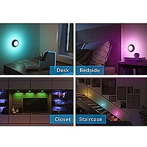 HOLKPOILOT Puck Lights with Remote, Color Changing LED Puck Lights, Battery Operated dimmable Under Cabinet Lights, Under Counter Lights with Timer (4 Pack)