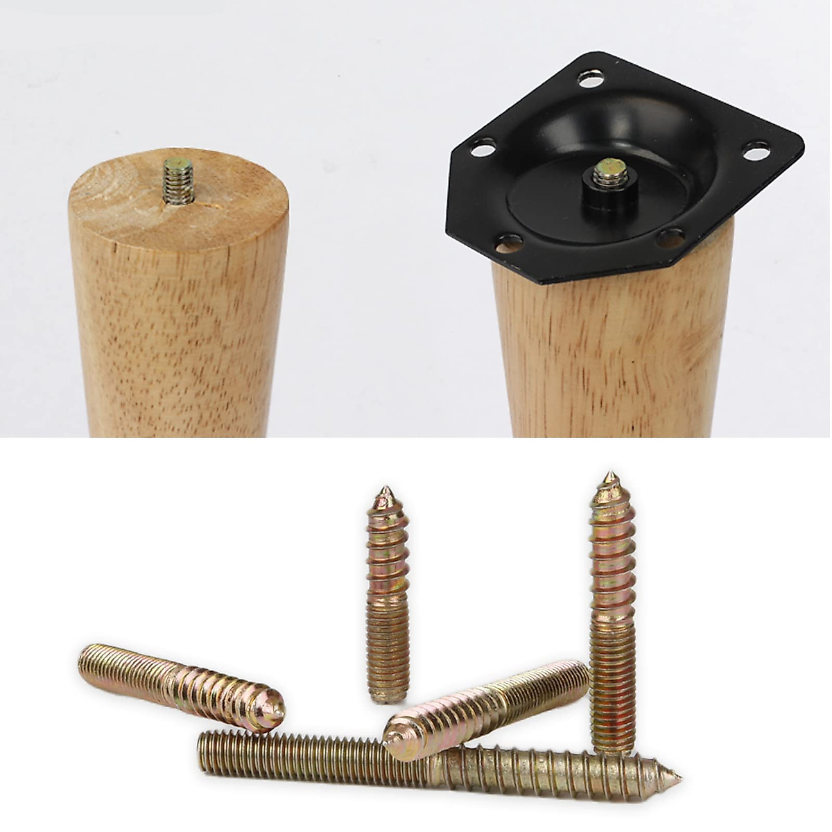 50pcs 8x30/40/50/60/70/80MM Dowel Screw Zinc Plated Iron Double Ended Screw Self Tapping Furniture Screw