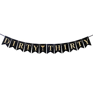 Dulcet Downtown Dirty Thirty Black Cardstock Banner with Gold Letters