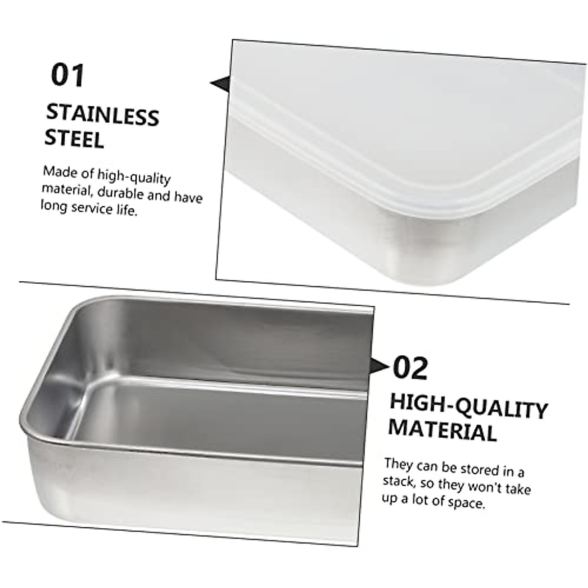 FURLOU Stainless Steel Bakeware Nonstick Bakeware Pizza Oven for Grill Bread Loaf Pan with Lid Dessert Baking Pans Cheese Baking Tray Nonstick Pizza Pan Fresh-keeping Box Bread Pan 1 Set Plate (Color