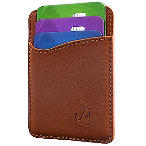 Wallaroo Wallets Slim Leather Card Holder Wallet - Brown, Minimalist, Thin, Front Pocket, Genuine Leather Credit Card Holder for Easy Work and Travel