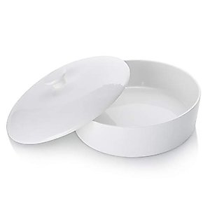 Sweese 740.101 Porcelain Tortilla Warmer, Hold up to 12 Tortillas, Ceramic Tortilla Server, Tortilla Holder with Lid for Taco Tuesday Night, Mexican Fiesta Party - Microwave & Oven Safe, White