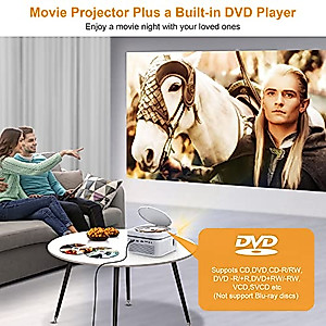 5G WiFi and Bluetooth Projector Built in DVD Player, OSQ Outdoor Movie Projector, Portable DVD Projector 1080P Support with Carry Bag, Compatible with iOS/Android/TV/HDMI/USB