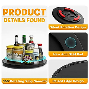 Homerays Lazy Susan Organizer 12 Inch Non-Skid Bamboo Lazy Susan for Kitchen Rotating Spice Rack for Kitchen Cabinet, Wood Turntable for Kitchen Countertop Organizer Black