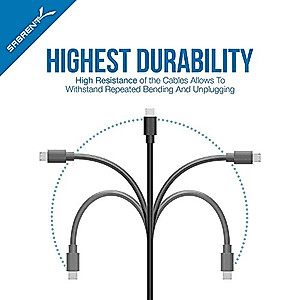 SABRENT [6-Pack 22AWG Premium 3ft Micro USB Cables High Speed USB 2.0 A Male to Micro B Sync and Charge Cables [Black] (CB-UM63)