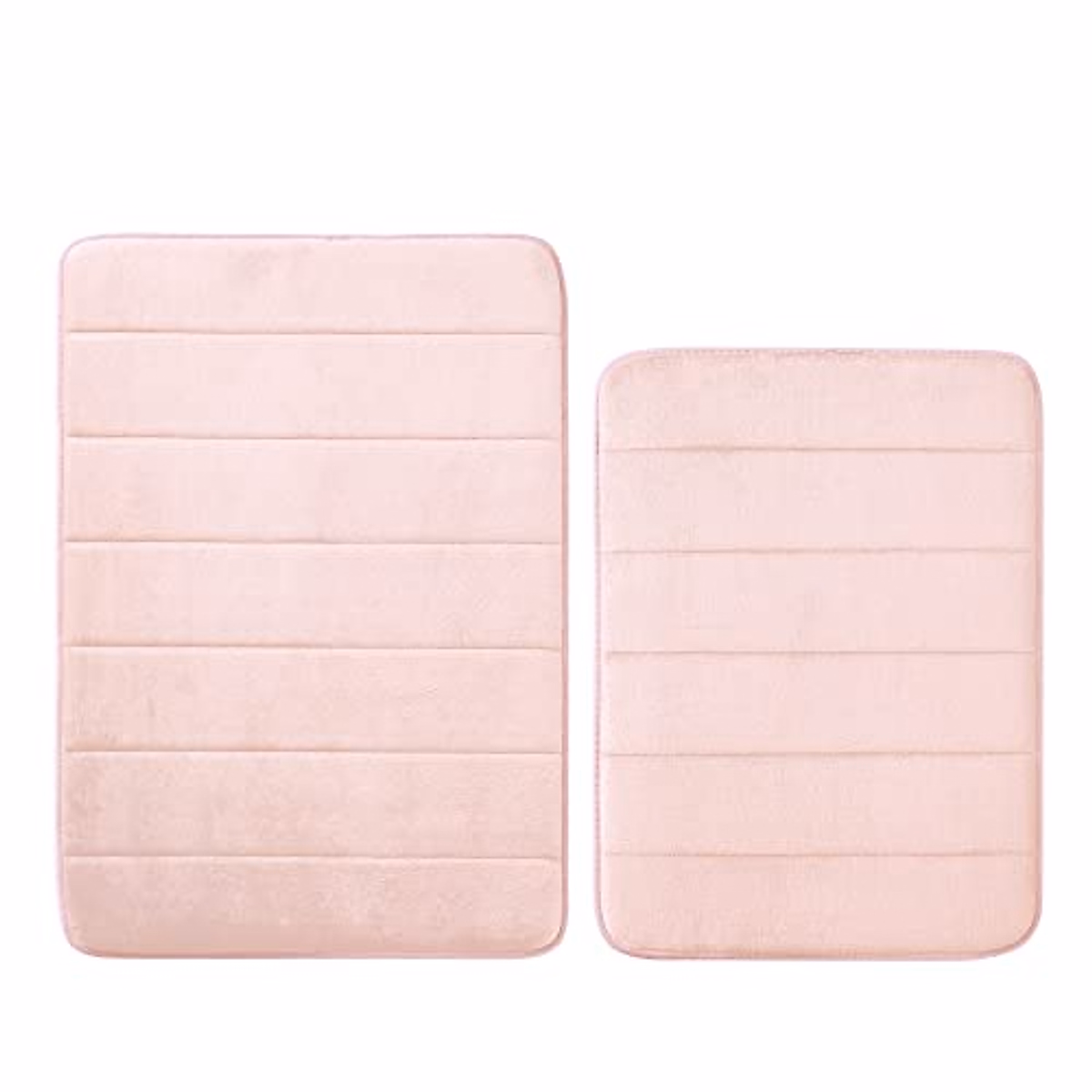 15 Piece Bathroom Shower Curtain set with Memory Foam Bath rugs. 2 Solid Rose Pink Beige Color Modern Design None-Slip Bath Mats Includes12 Roller Ball Hooks Style Carrie (Lite Rose Pink)