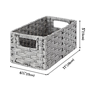 GRANNY SAYS Small Wicker Baskets for Organizing, Storage Basket for Shelves, Shelf Baskets with Handles, Waterproof Woven Basket for Living Room, Rectangular Baskets for Entryway