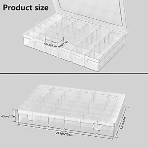 2 Pack Plastic Organizer Container Box, 36 Grids Clear Plastic Parts Organizer Box, for Beads, Art DIY, Crafts, Jewelry, Fishing Tackle with Label Stickers