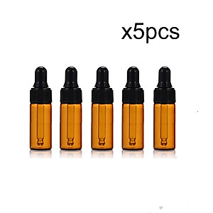 Elfenstall 10pcs 5ml 1/6oz Amber Mini Glass Bottle Amber Sample Vial Small Essential Oil Bottle with Glass Eye Dropper + Roller on Perfume bottle 1pc Clean Cloth + 1pc 3ml dropper