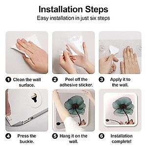 IURRDOP Folding Bathroom Wall Shelf,Floating Shelf for Wall,Bathroom Mural Clothes Folding Storage Box,Waterproof Self-Adhesive Wall Shelf Hanging Storage Cabinet Decorative Storage,(Blue Lotus)